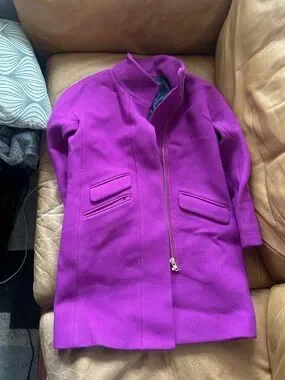 J. Crew | Jackets & Coats | J Crew Bright Purple Zipfront Wool Stadium ...